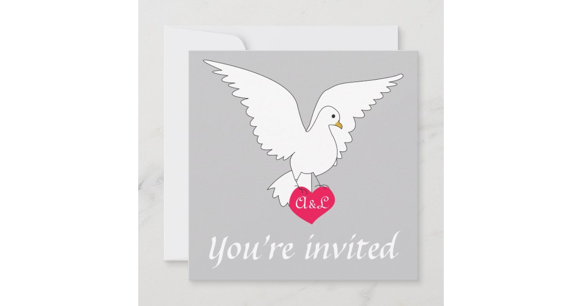 Silver Dove Wedding Invitation | Zazzle