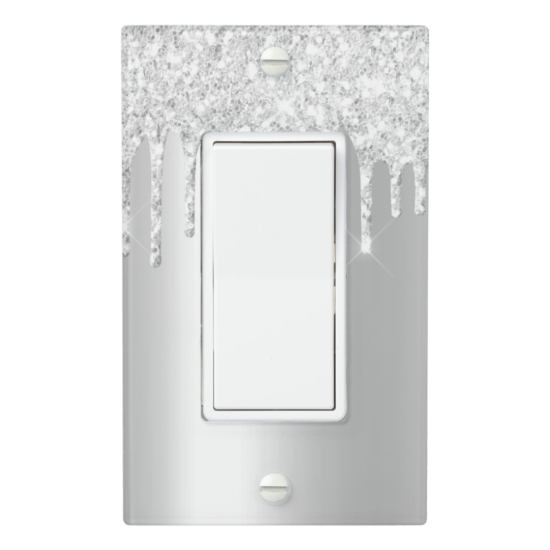 Silver Dripping Glitter & Metallic Platinum Pewter Light Switch Cover ...