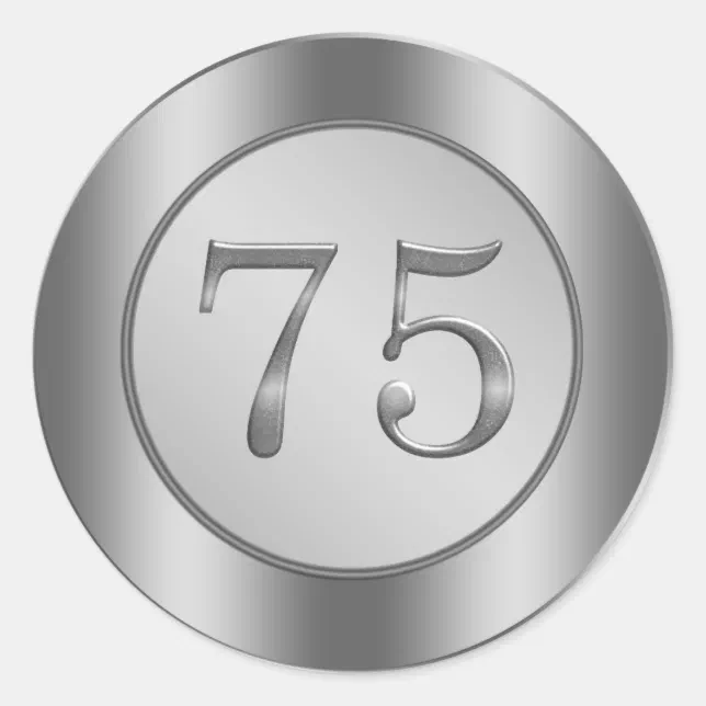 Silver effect 75th Wedding Anniversary Sticker | Zazzle