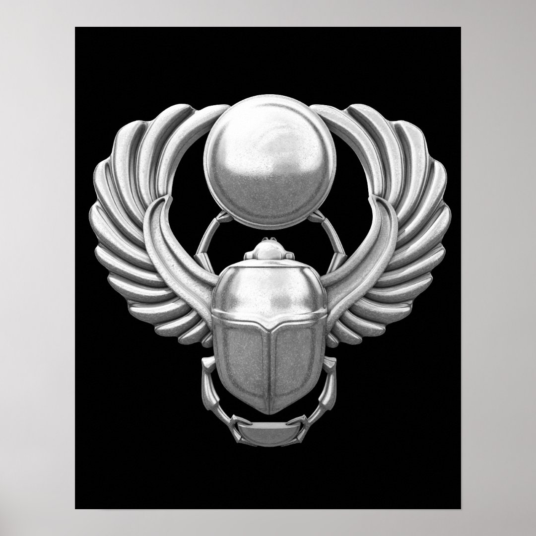 Silver Egyptian Scarab Poster | Zazzle