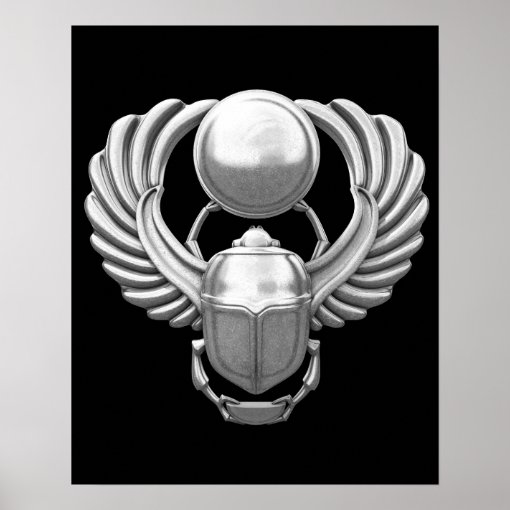Silver Egyptian Scarab Poster | Zazzle