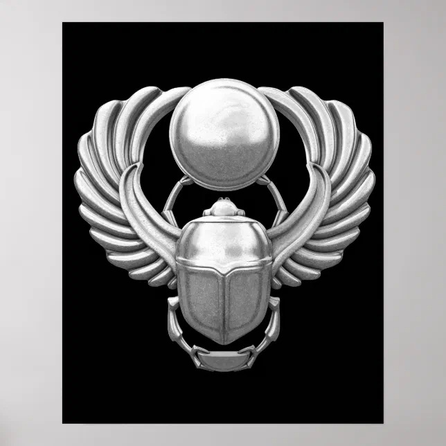 Silver Egyptian Scarab Poster | Zazzle