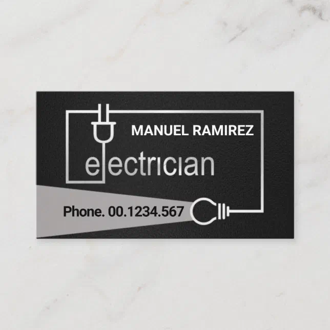 Silver Electrician Wiring Light Beam Business Card | Zazzle