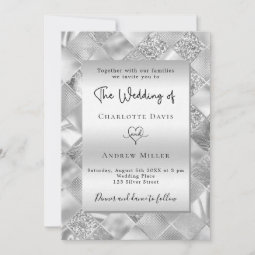 Silver elegant modern luxury wedding invitation | Zazzle