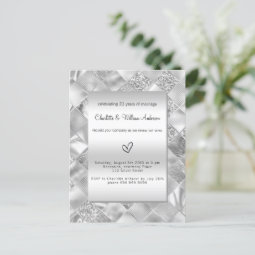 Silver elegant modern vow renewal wedding invitation postcard | Zazzle