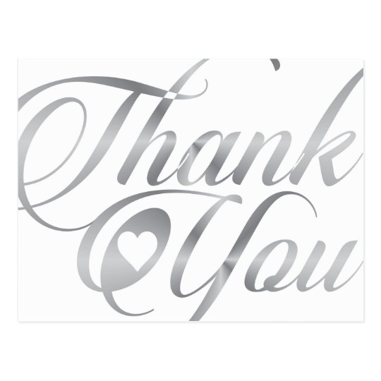 Silver elegant thank you script postcard | Zazzle.com