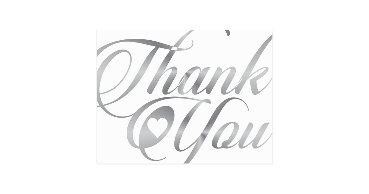 Silver elegant thank you script postcard | Zazzle.com