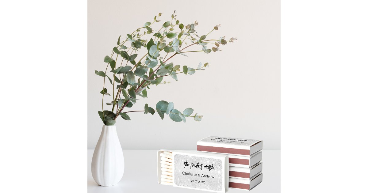 Silver elegant wedding perfect match matchbox | Zazzle