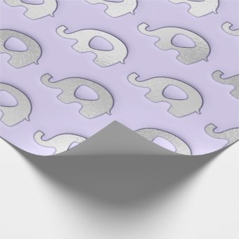 Silver Elephants Baby Shower Boy Lavender Gray Gre Wrapping Paper | Zazzle