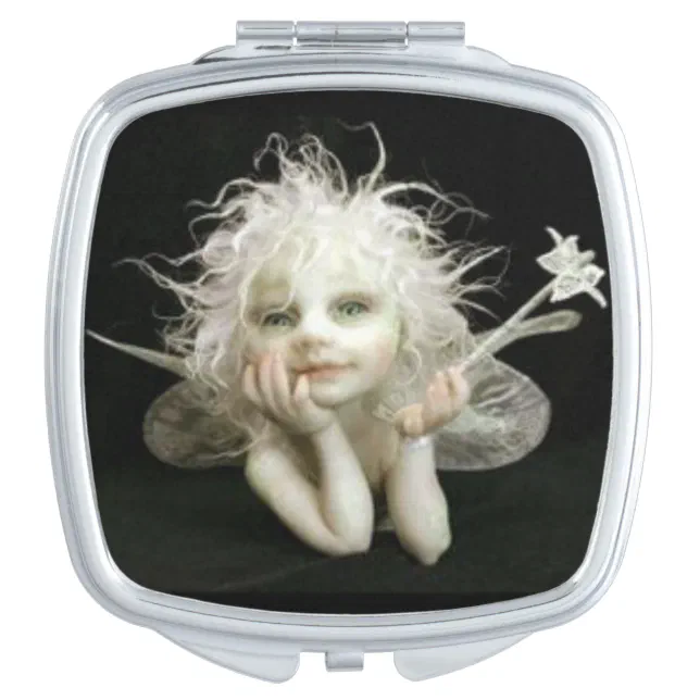 Silver Fairy Girl Compact Mirror | Zazzle
