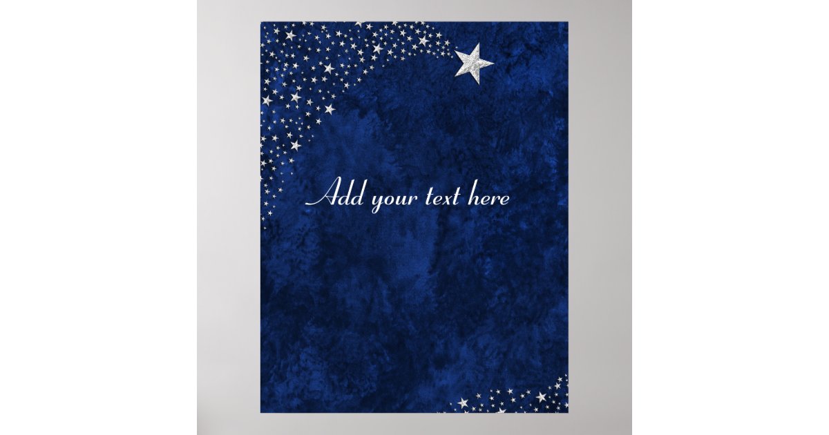 Silver Falling Stars Blue Poster | Zazzle