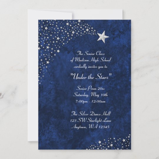 Silver Falling Stars Blue Prom Formal Invitations | Zazzle.com