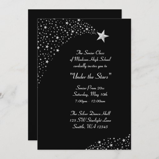 Silver Falling Stars Prom Formal Invitations | Zazzle
