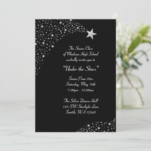 Silver Falling Stars Prom Formal Invitations | Zazzle
