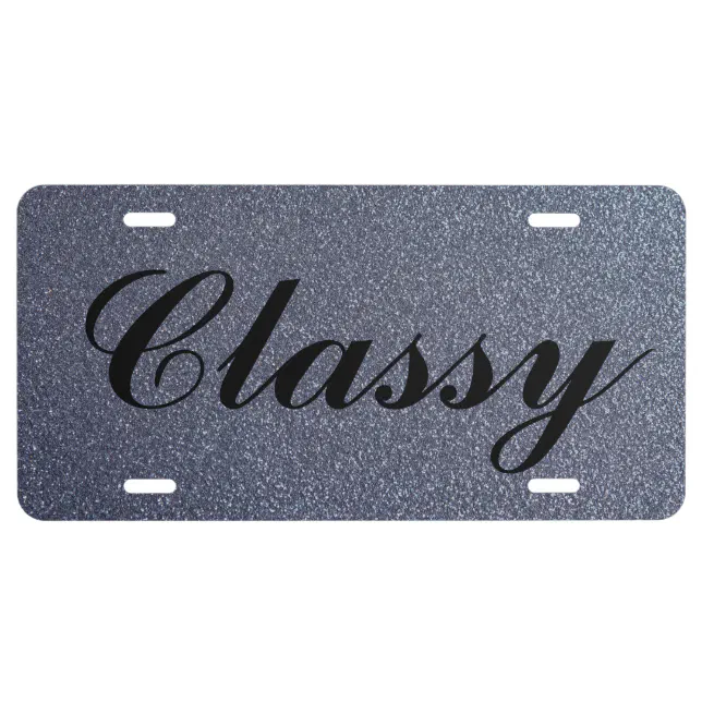 Silver Faux Glitter Classy License Plate | Zazzle