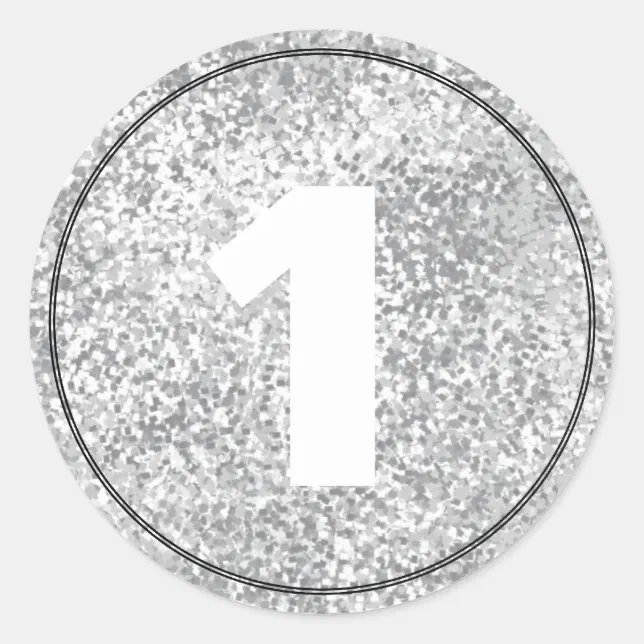 Silver Faux Glitter Number Text Template Stickers | Zazzle