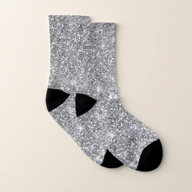 Silver Faux Glitter Socks | Zazzle