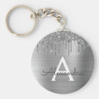 25th Anniversary Silver Monogram Keychain | Zazzle.com