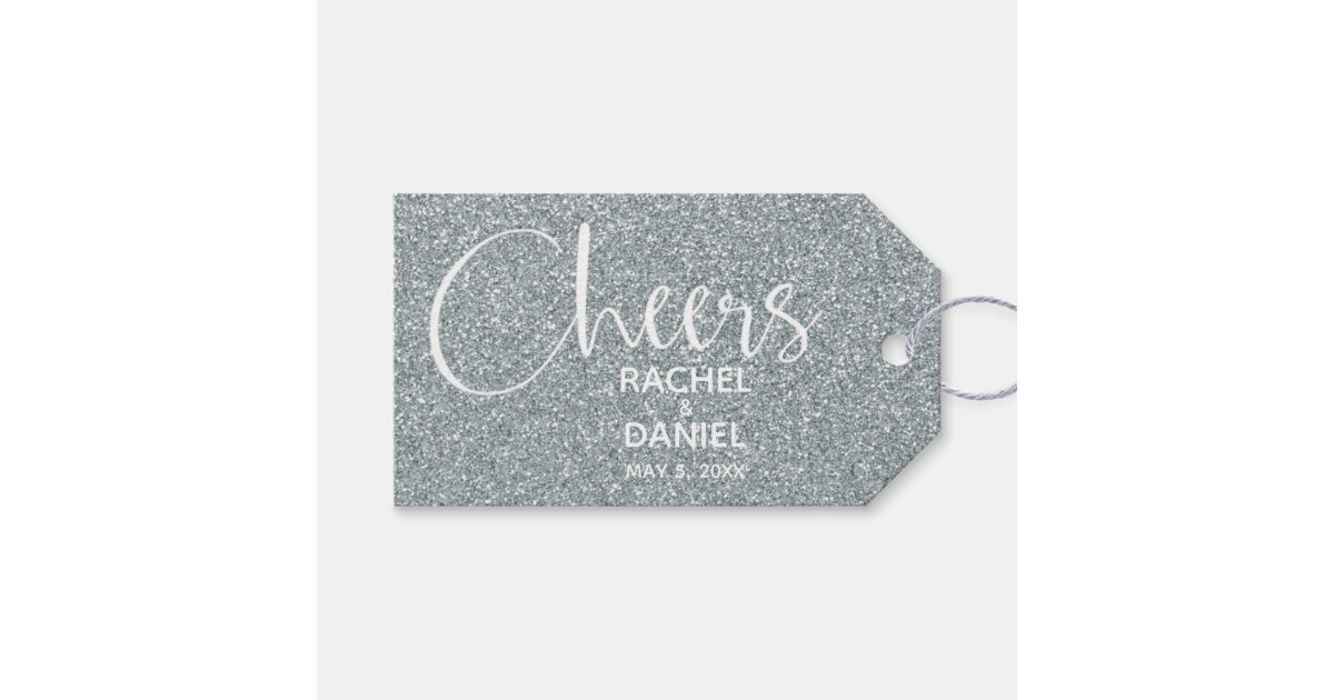 Silver Faux Glitter Wedding Favor Gift Tags | Zazzle