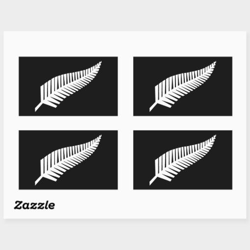 Silver Fern Flag of New Zealand Rectangular Sticker | Zazzle