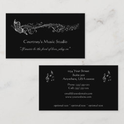 Silver Filigree Butterflies Music Notes Business Card | Zazzle