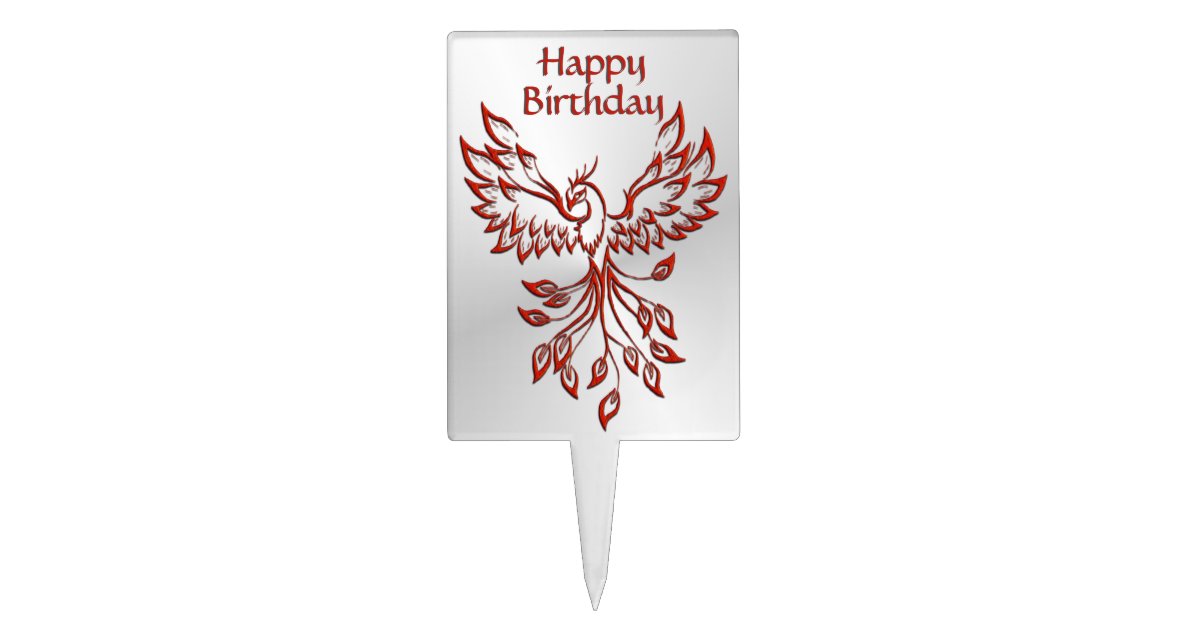 Silver Flight of A Phoenix Glass Cake Topper | Zazzle