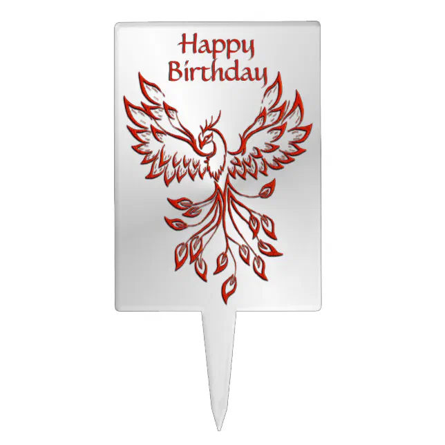 Silver Flight of A Phoenix Glass Cake Topper | Zazzle