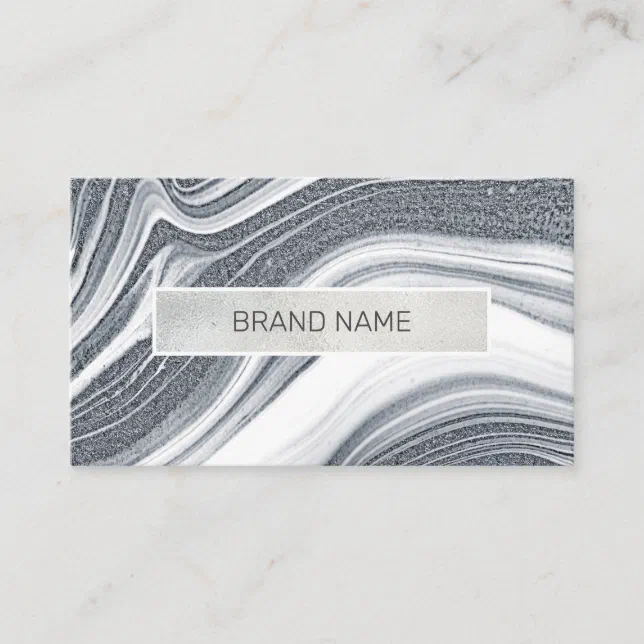 Silver Foil Abstract Custom Logo Business Card | Zazzle