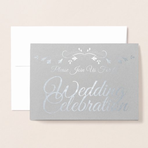 Silver Foil Elegant Script Wedding Invitation | Zazzle