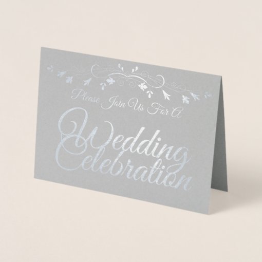Silver Foil Elegant Script Wedding Invitation | Zazzle
