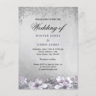 Purple And Silver Wedding Invitations | Zazzle