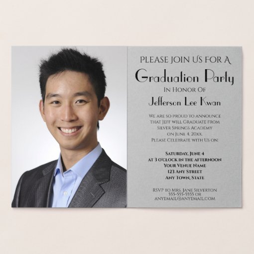 Silver Foil Graduation Party Invitation | Zazzle