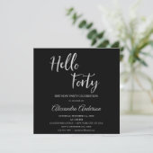 Silver Foil Hello 40 Forty Birthday Party Invitation | Zazzle