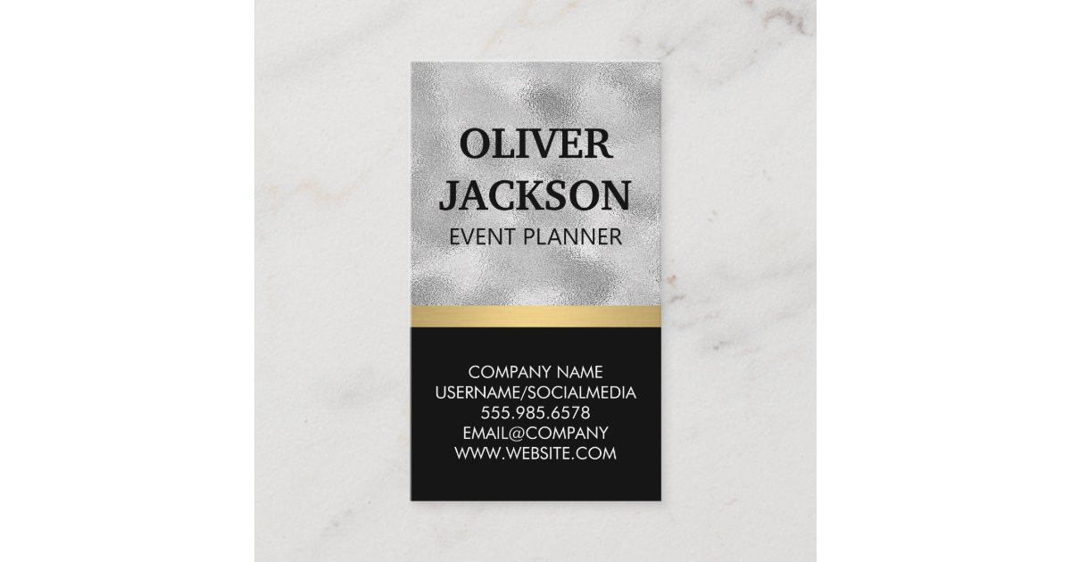 Silver Foil | Metallic Shine Business Card | Zazzle