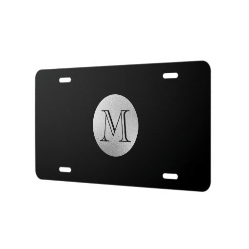Silver Foil Monogram License Plate | Zazzle