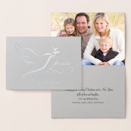 Silver Foil Peace Dove Card | Zazzle