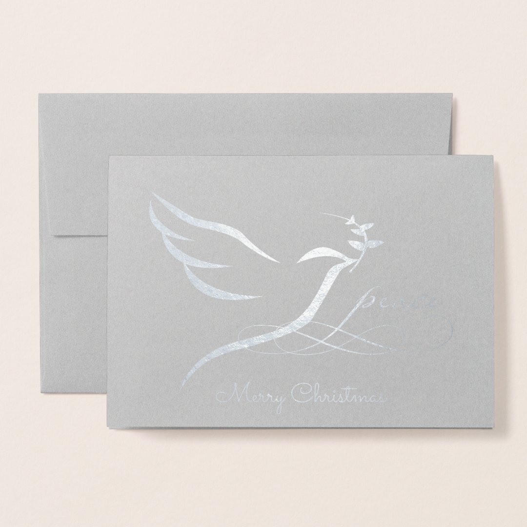 Silver Foil Peace Dove Card | Zazzle