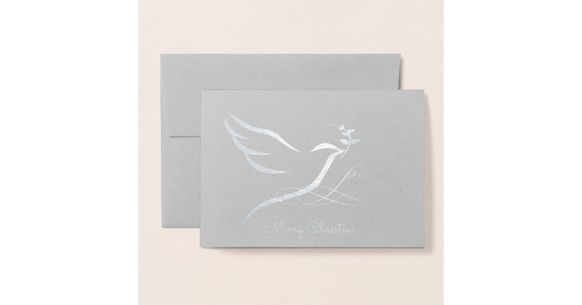 Silver Foil Peace Dove Card | Zazzle