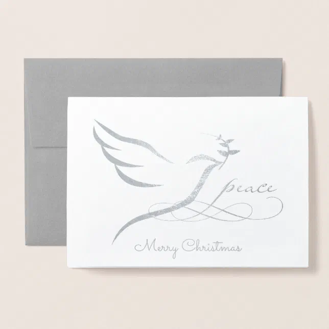 Silver Foil Peace Dove Card | Zazzle
