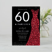 Silver Foil Red Gown Sixty Fabulous 60th Birthday Foil Invitation | Zazzle
