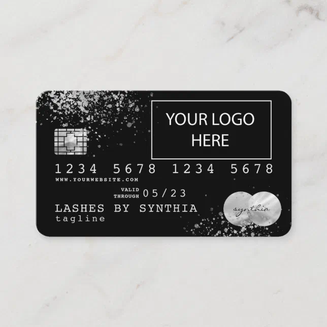 Silver Foil Splash Credit Card add your logo | Zazzle