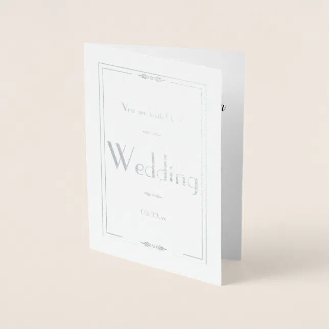 Silver Foil Wedding Invitation Card | Zazzle