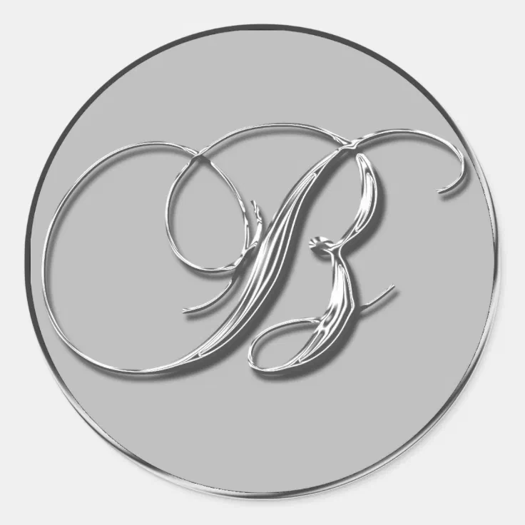 Silver Formal Wedding Monogram B Seal Invite RSVP | Zazzle