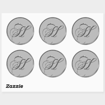 Silver Formal Wedding Monogram H Seal Sticker | Zazzle