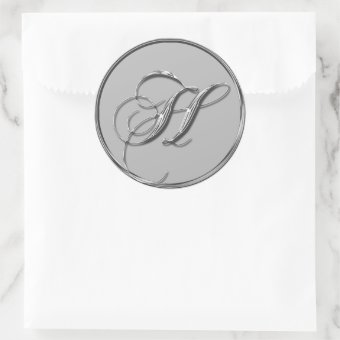 Silver Formal Wedding Monogram H Seal Sticker | Zazzle
