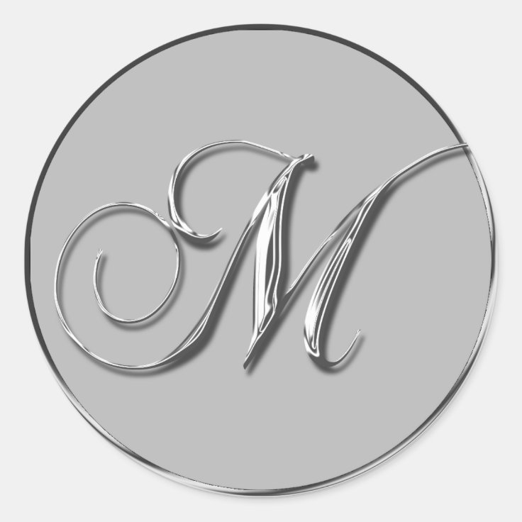 Silver Formal Wedding Monogram M Invitation Seal | Zazzle