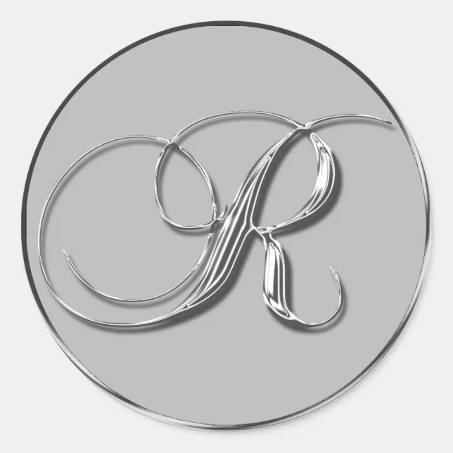 Silver Formal Wedding Monogram R Seal Monogrammed | Zazzle