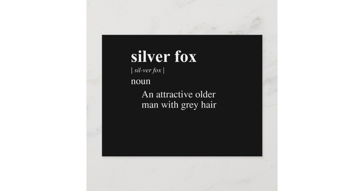 SILVER FOX DEFINITION POSTCARD | Zazzle
