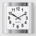 Silver Frame and Black Numbers Square Wall Clock | Zazzle
