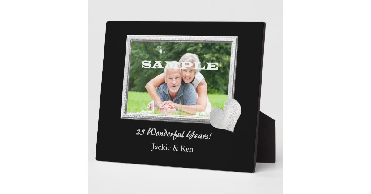 Silver Frame Heart Anniversary Photo Template | Zazzle
